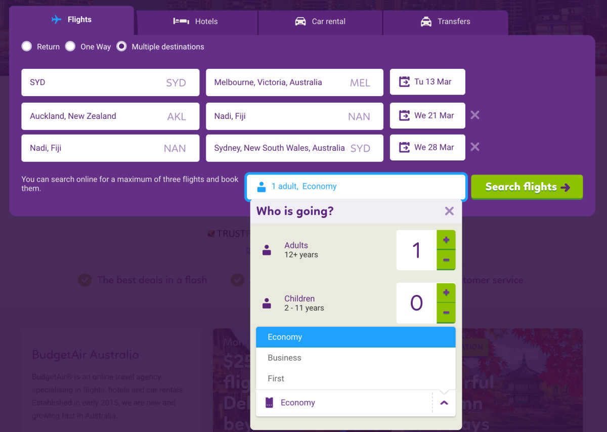 Multiple Destinations | BudgetAir Australia